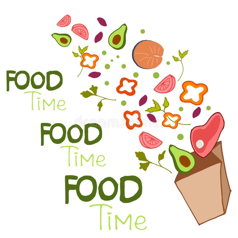 Paper Food Bag Illustration on White Background. Brown Color. Pizza ...