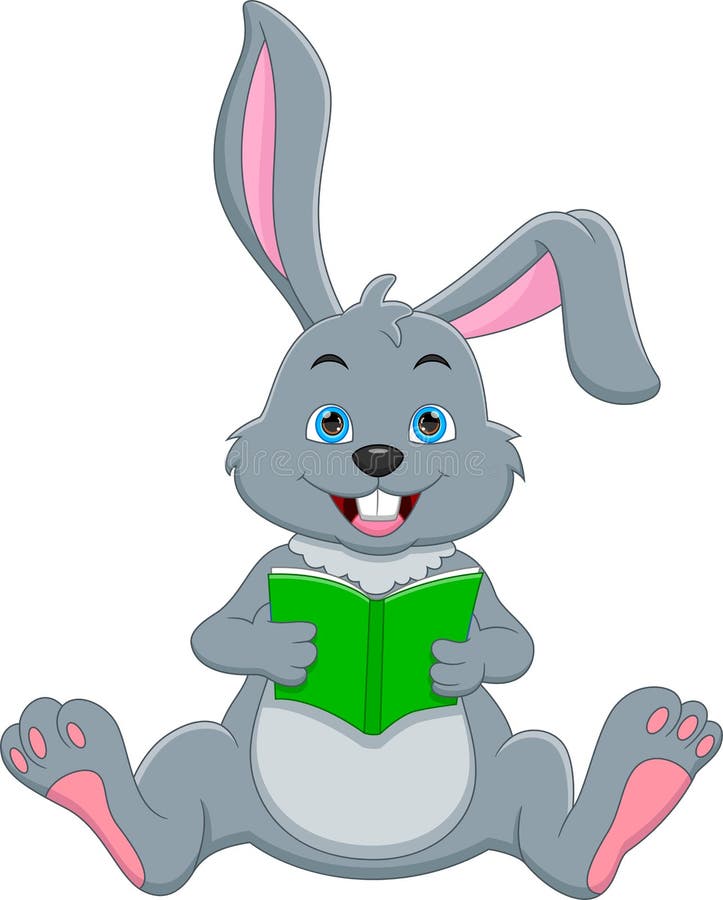 Cute rabbit reading a book stock vector. Illustration of education ...