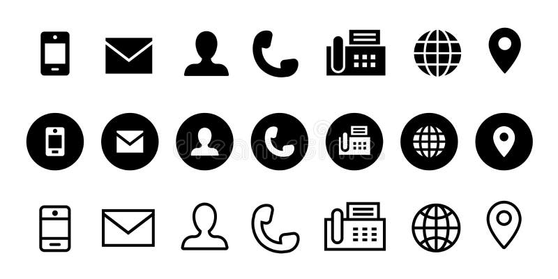 Business Card Icons. Contacts Icons. Phone, User, Envelope, Address ...