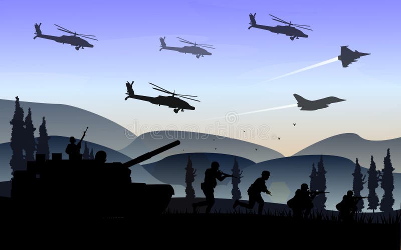 Mountain Landscape Army Force Flat Illustration Stock Vector ...