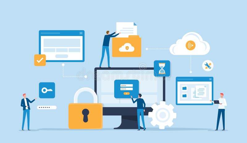 Flat Vector Business Technology Document Management System Storage ...