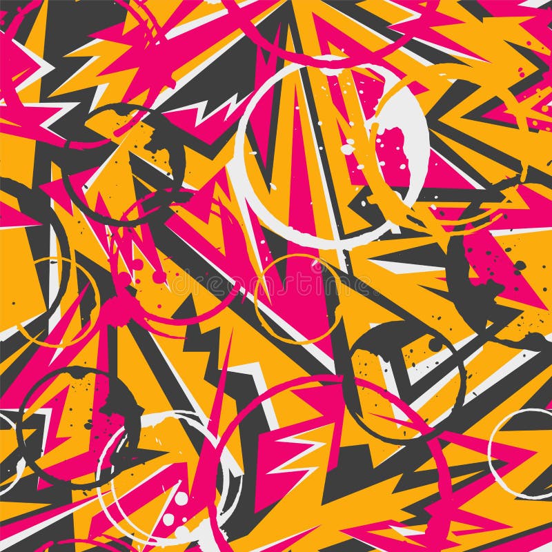 Seamless Abstract Urban Pattern with Curved Geometry Elemets and Grunge ...