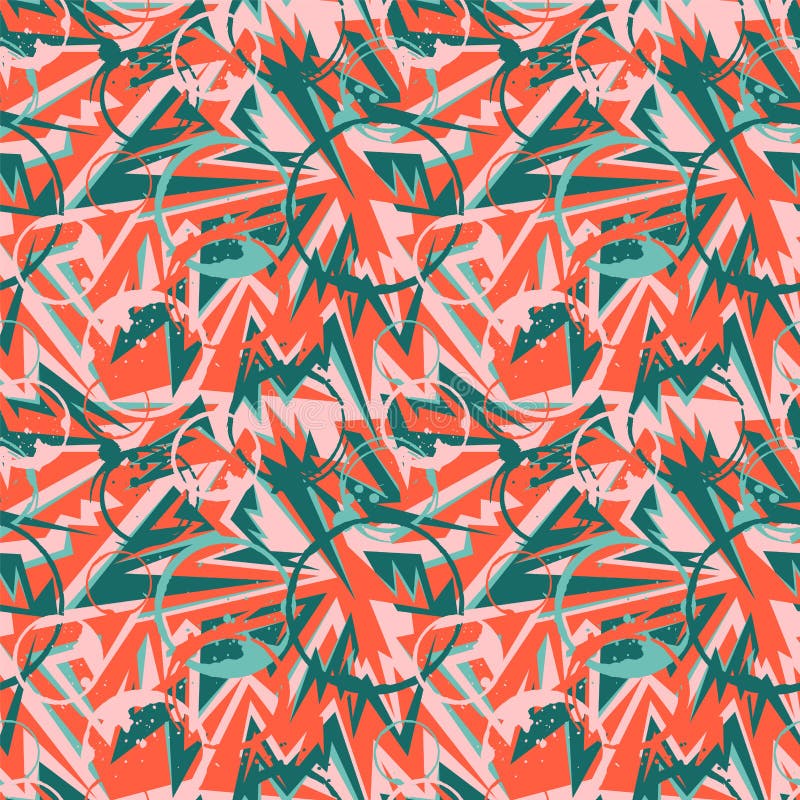 Seamless Abstract Urban Pattern with Curved Geometry Elemets and Grunge ...