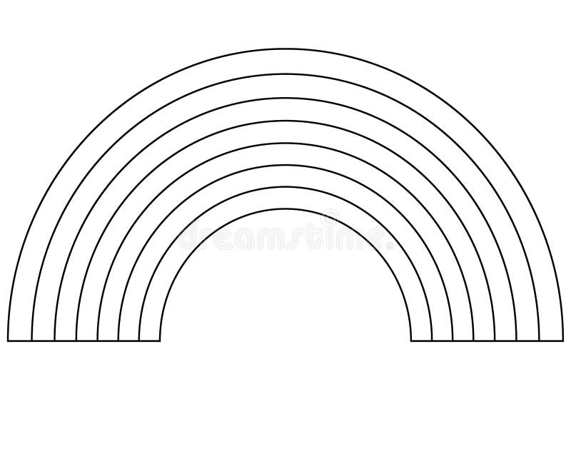 Rainbow, Weather Phenomenon - Vector Template for Coloring. Outline ...