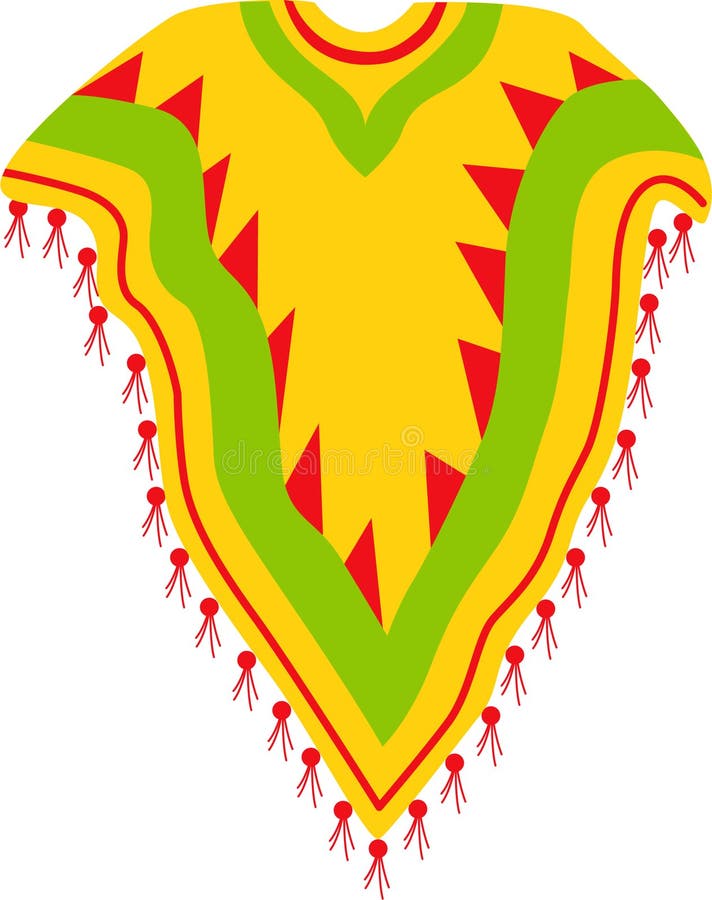 Cartoon Mexican Poncho, Vector Traditional Clothes of Mexico, Decorated ...