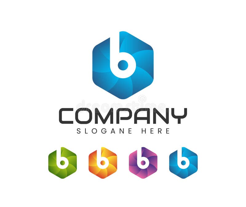 Abstract Creative Colourful Hexagon Letter B Logo Polygonal Style Icon ...