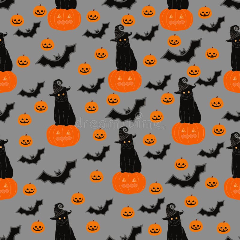 Halloween Seamles Pattern, Vector Halloween Seamless Pattern, Halloween ...