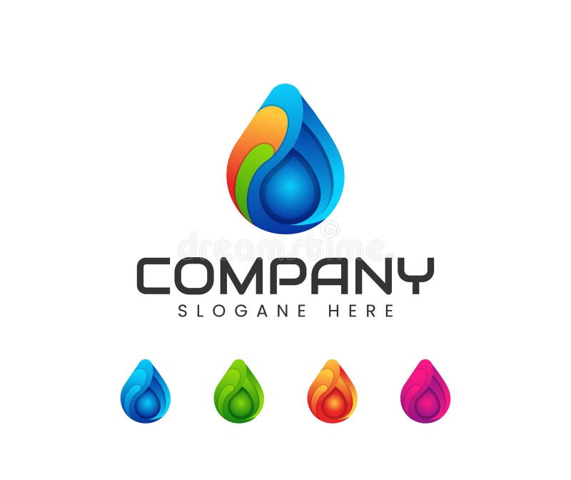 Colourful 3d Water Drop Logo. Vector Abstract 3d Drop Logo Design ...