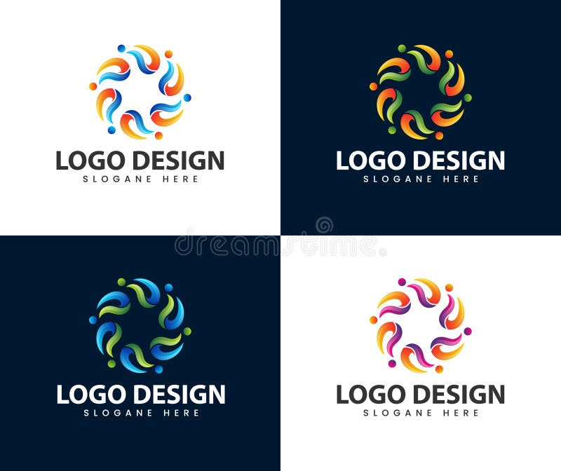 Abstract Circle Community People Work Team and Business Logo. Flat ...