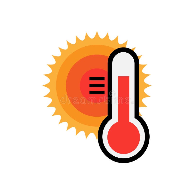 High Temperature Icon. the Global Warming Symbol Highlighted on a White ...