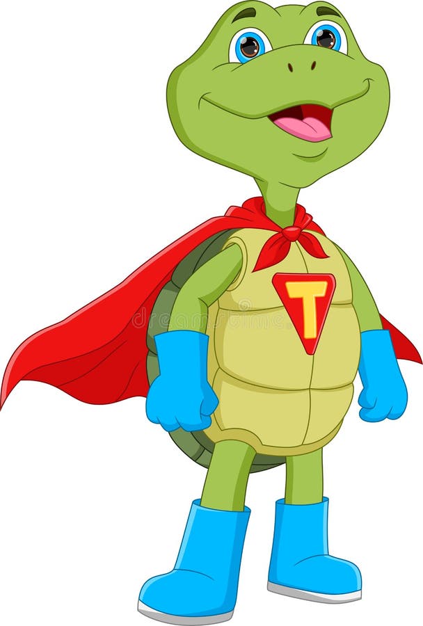 Cartoon Cute Turtle in Superhero Costume Stock Vector - Illustration of ...