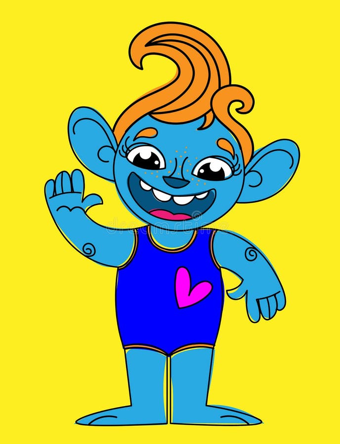 Blue Troll Funny Girl Children`s Toy Stock Vector - Illustration of ...