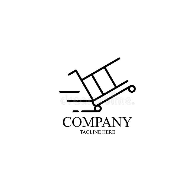 Line Art Style Cart Logo Simple Design Stock Vector - Illustration of ...
