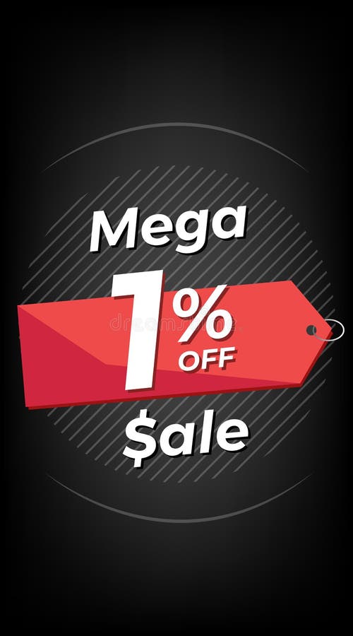 1 Percent Off. Black Discount Banner with One Percent Stock Vector ...