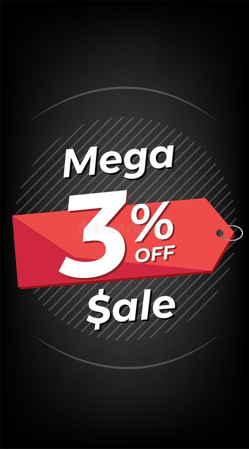 3 Percent Off. Black Discount Banner with Three Percent Stock Vector ...