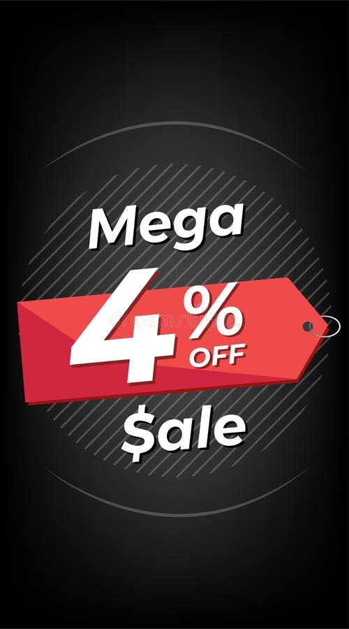 4 Percent Off. Black Discount Banner with Four Percent Stock Vector ...