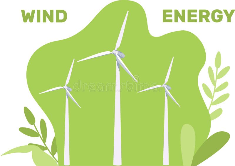 Clean Energy. Save Planet. Green Energy Wind Turbines. Stock Vector ...