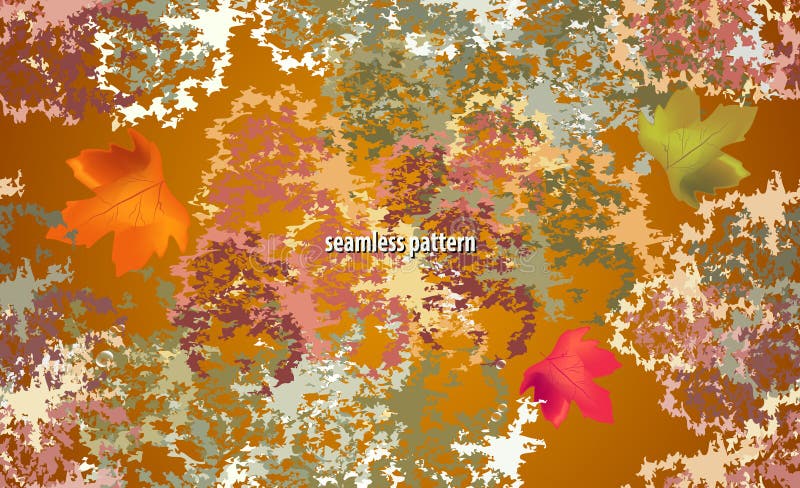 Seamless Abstract Fall Pattern with Colorful Leaves . Stock Vector ...