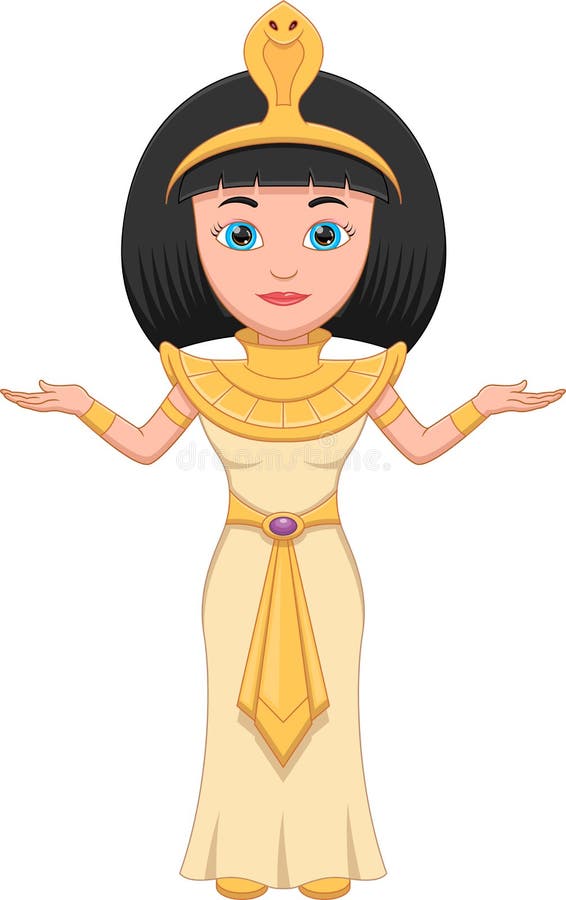 Cute Girl in Egyptian Queen Cleopatra Costume Stock Vector ...