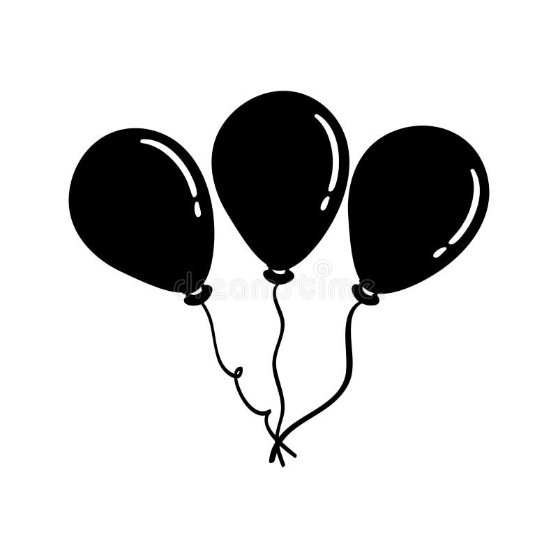 Doodle Balloon Hand Drawn Style on Black Stock Vector - Illustration of ...