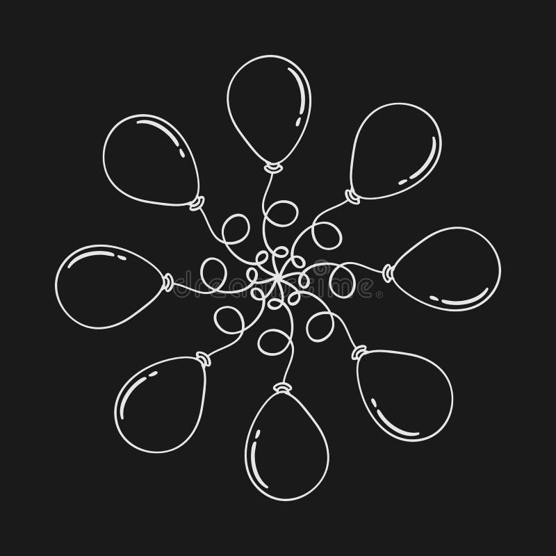 Hand Drawn Balloon Doodle Style on Black Stock Vector - Illustration of ...