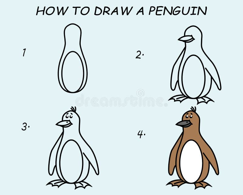 Step by Step To Draw a Penguin. Drawing Tutorial a Penguin. Drawing ...