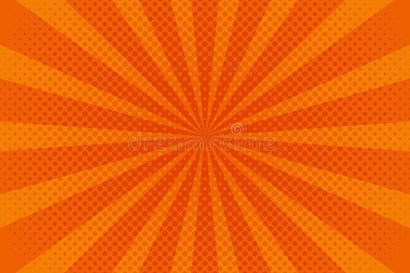 Pop Art Orange Background Cartoon Comic. Halftone Pop Art Style Retro ...