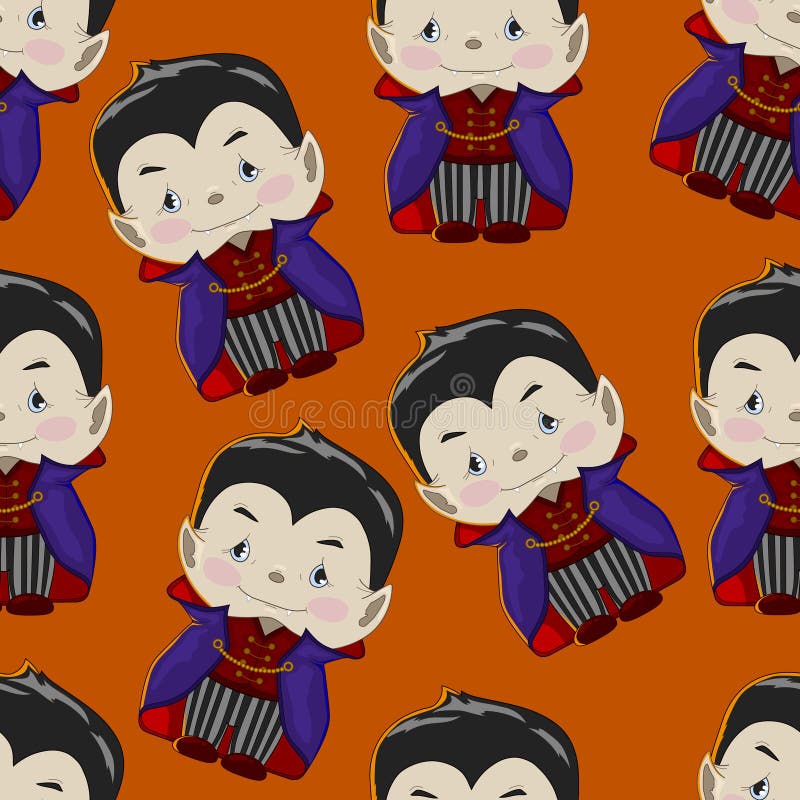 Cute Colorful Cartoon Baby Vampire Character Seamless Pattern Template ...
