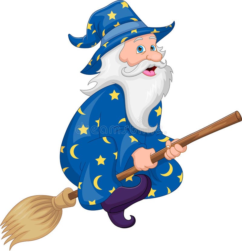 Cartoon Old Wizard Cartoon Old Wizard Holding a Wand Stock Vector ...