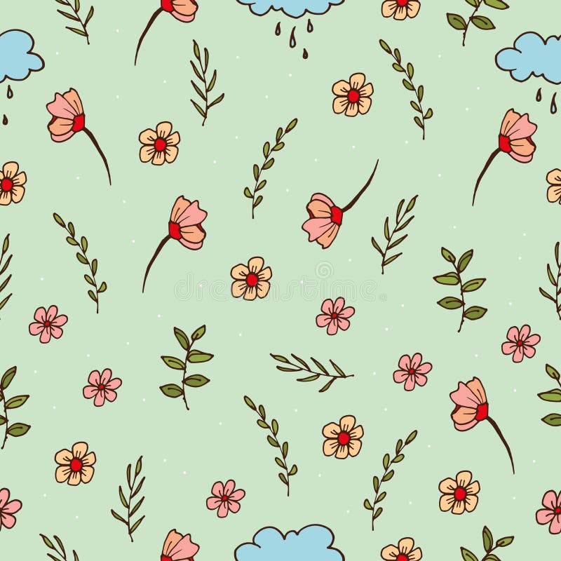 Charming Doodle Flower Square Pattern – Adorable Hand-Drawn Floral ...