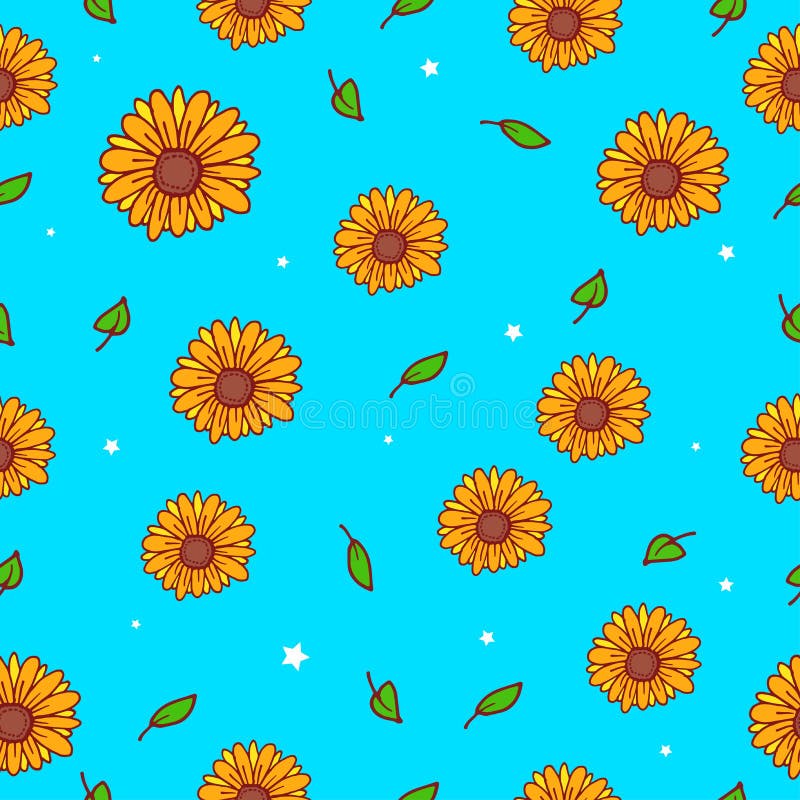 Adorable Sunflower Style: Seamless Flower Pattern Illustration - Cute ...