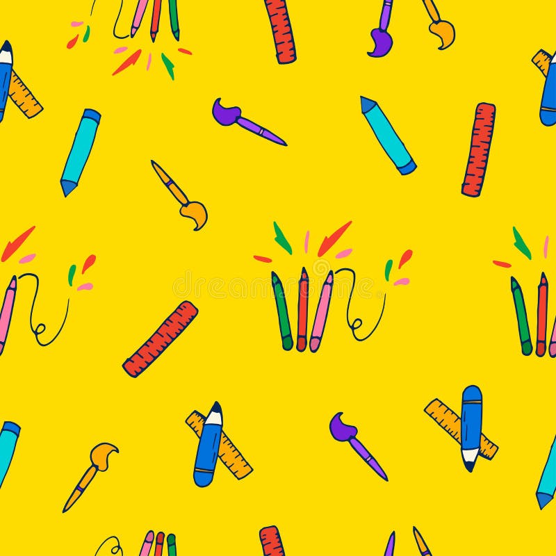 Child Illustration Doodle Pattern in Bright Colors Stock Illustration ...