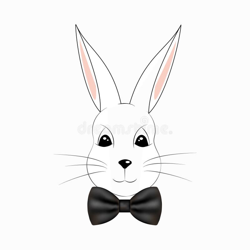 Cute Stylish Bunny with Bow Tie Stock Vector - Illustration of hare ...