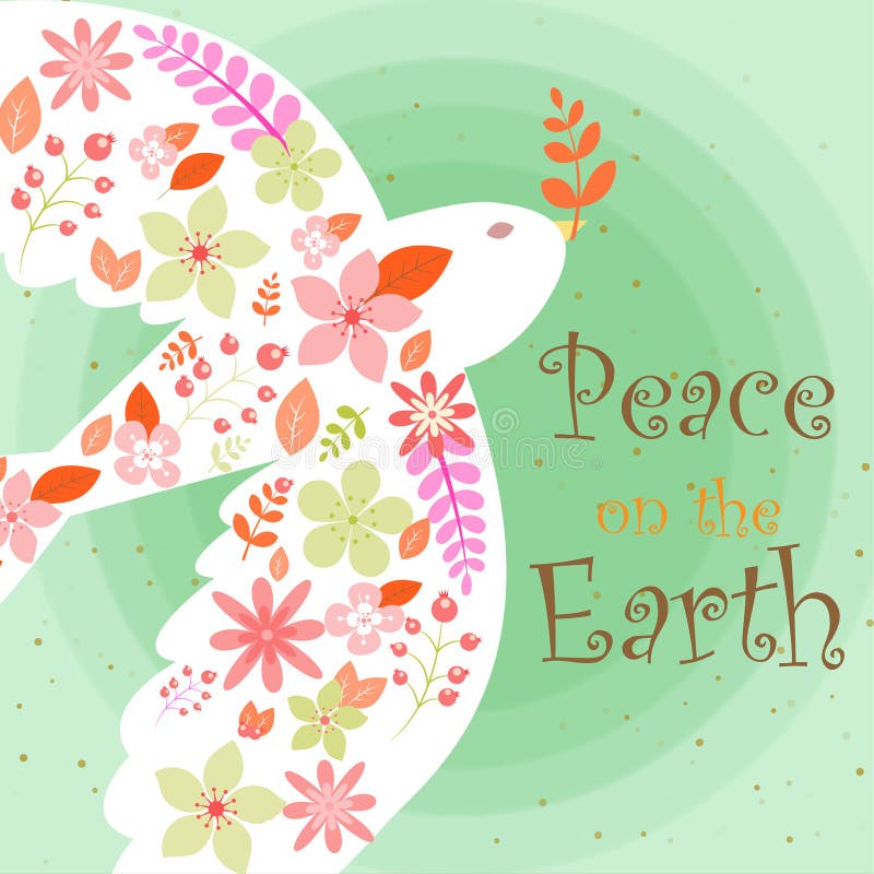 Day of Peace, Floral Dove Bird of Peace Stock Vector - Illustration of ...