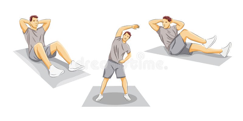 Set of Man Exercise Fitness Healthy Living Stock Vector - Illustration ...