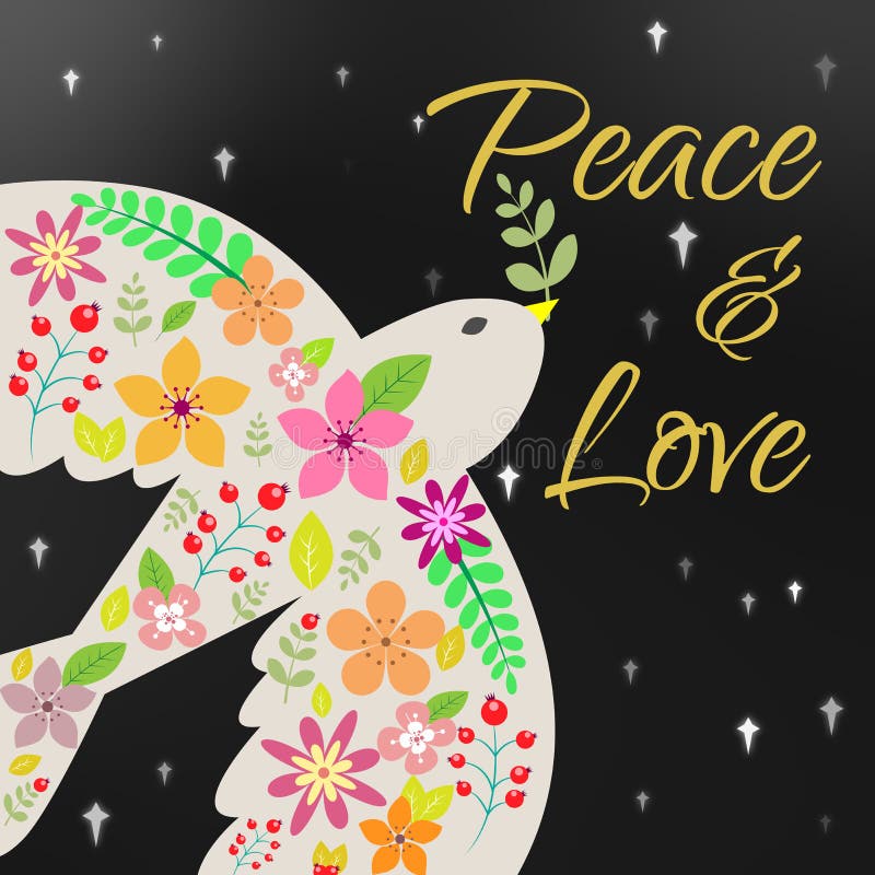 Day of Peace, Floral Dove Bird of Peace Stock Vector - Illustration of ...