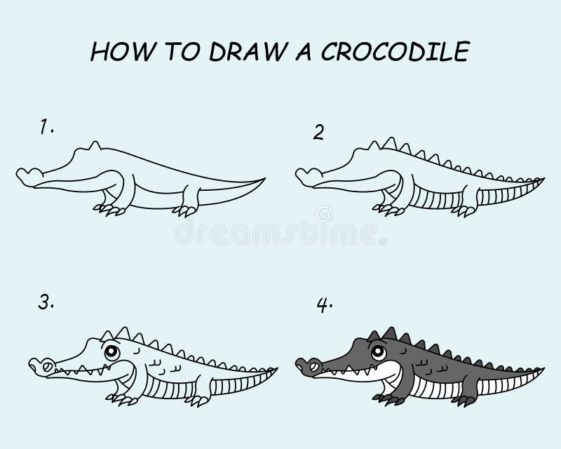 Step by Step To Draw a Crocodile. Drawing Tutorial a Crocodile. Drawing ...