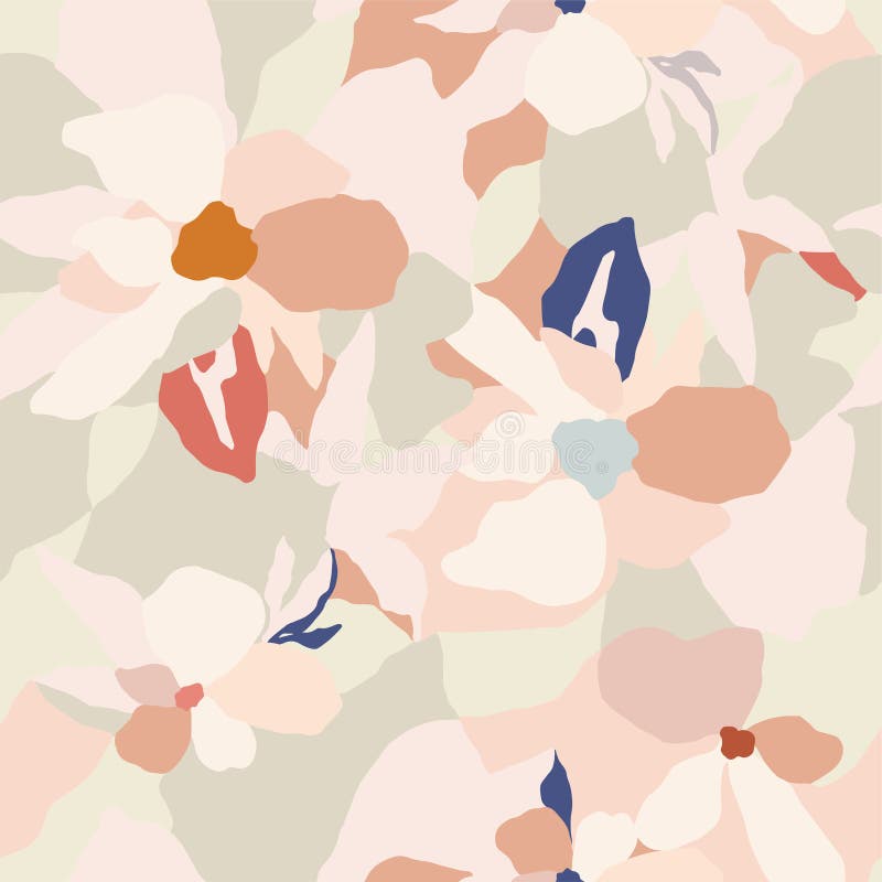 Vector Flower with Pastel Color Layers Illustration Seamless Repeat ...