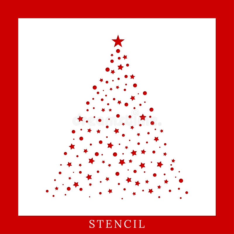 Decorative Christmas Tree Stencil. Template for Journal, Invitations ...