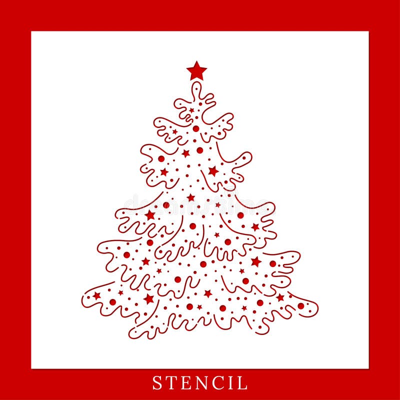 Decorative Christmas Tree Stencil. Template for Journal, Invitations ...