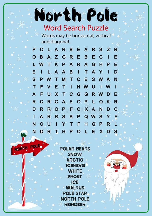 North Pole Christmas Word Search Puzzle. Stock Vector - Illustration of ...