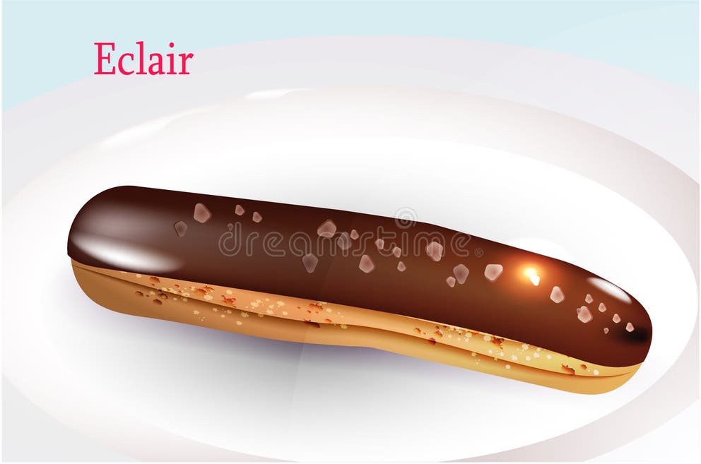 Chocolate Eclairs on a White Plate. Realistic Illustration Stock Vector ...