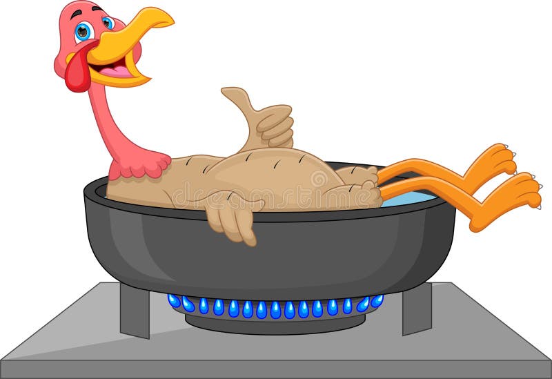 Cartoon Turkey Thumbs Up on the Cooking Pot Stock Vector - Illustration ...