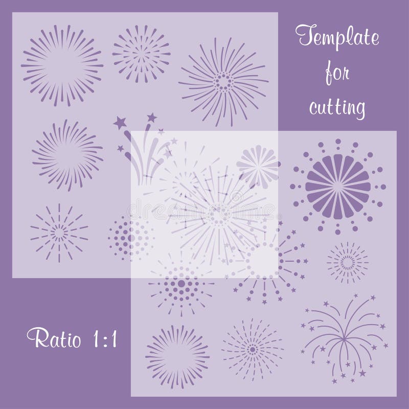 Set of 2 Stencils. Collection of Fireworks Stock Vector - Illustration ...