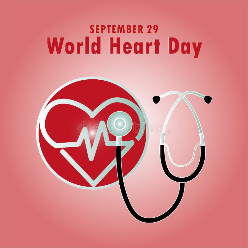 World Heart Day Concept, Heart with a Stethoscope. Flat Design ...