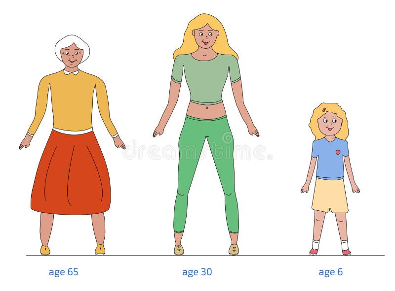 Woman S Age How the Body Changes Stock Vector - Illustration of model ...