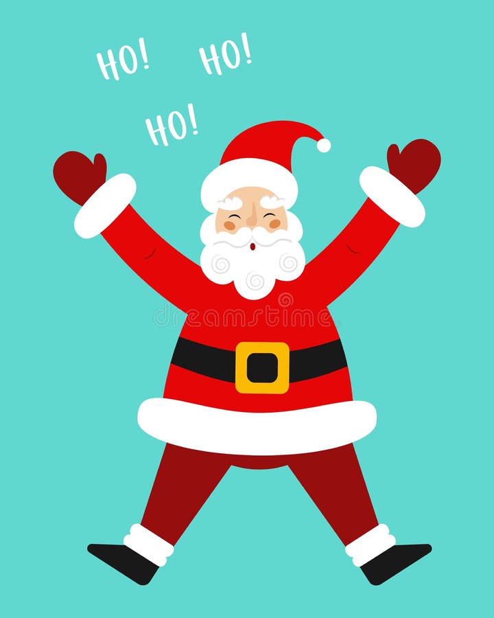Christmas Cartoon Illustration of Jumping Santa Claus. Winter Holidays ...