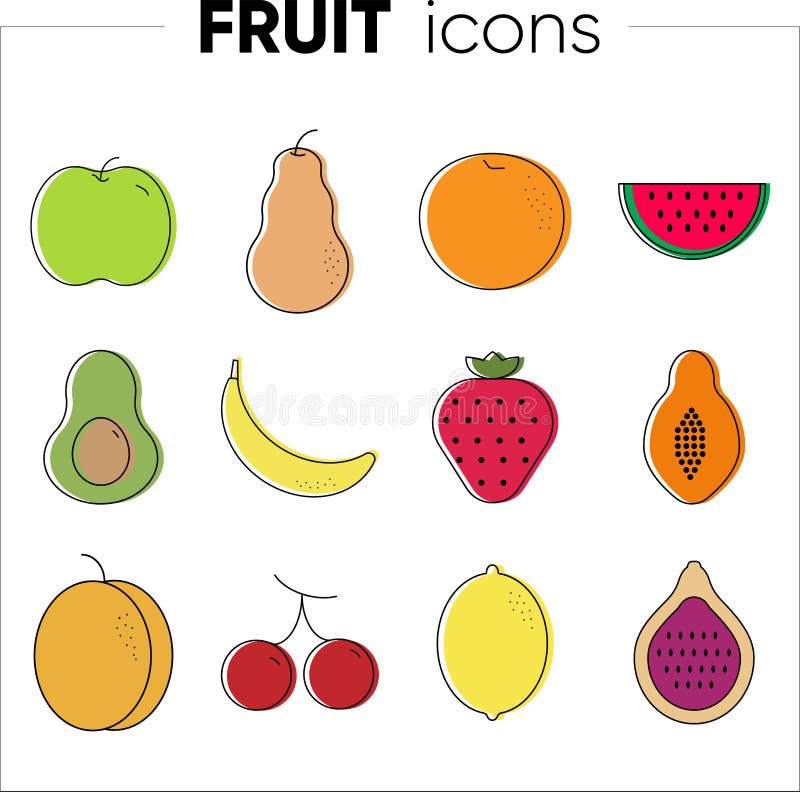 Fruit color icons stock illustration. Illustration of icons - 256685684