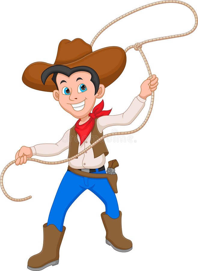Cartoon Cowboy Twirling Lasso Stock Vector - Illustration of farm ...