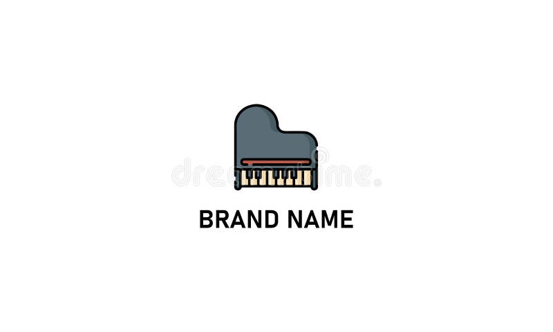 Grand Piano Logo Template Design in Outline Style. Vector Illustration ...